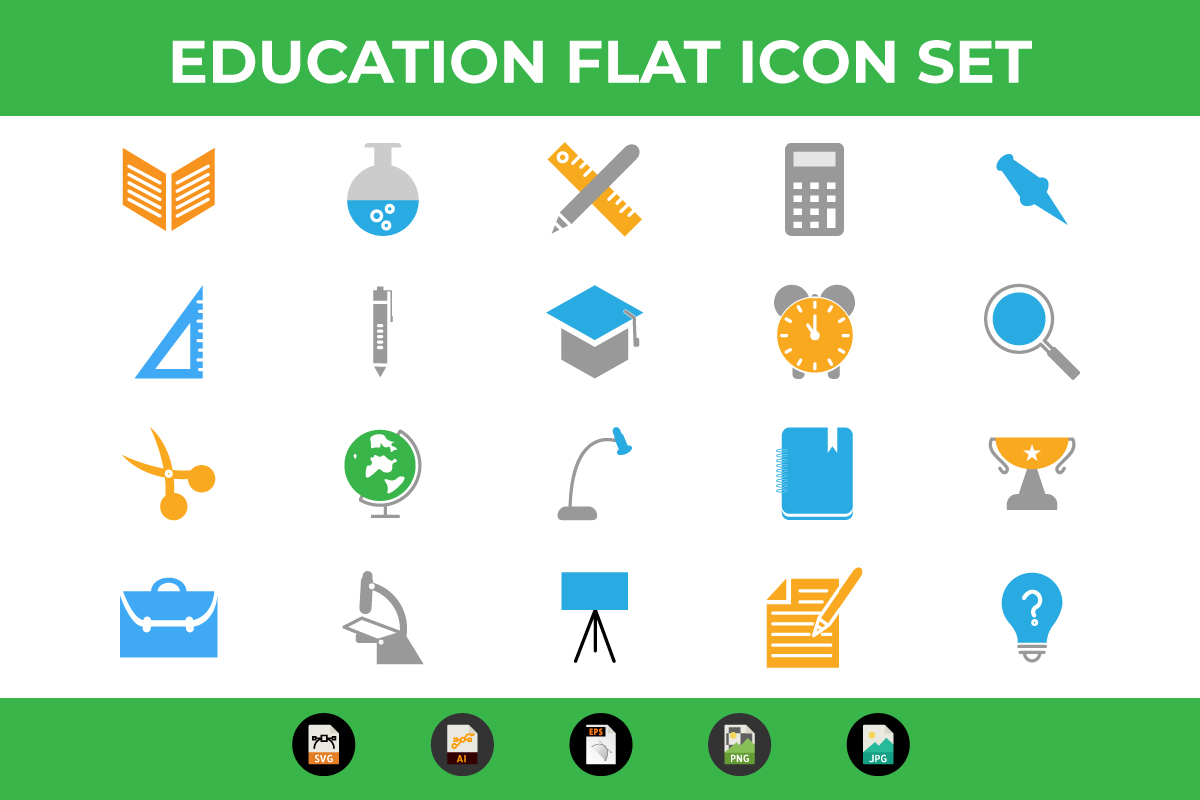 Education Flat Icons Vector and SVG - MasterBundles