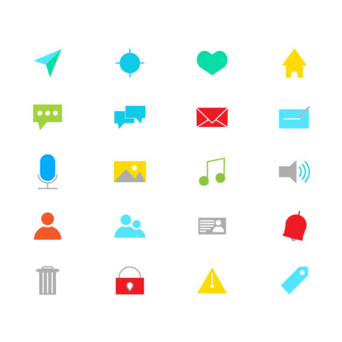 30 Flat Essential Icon Pack Vector Illustrations | MasterBundles