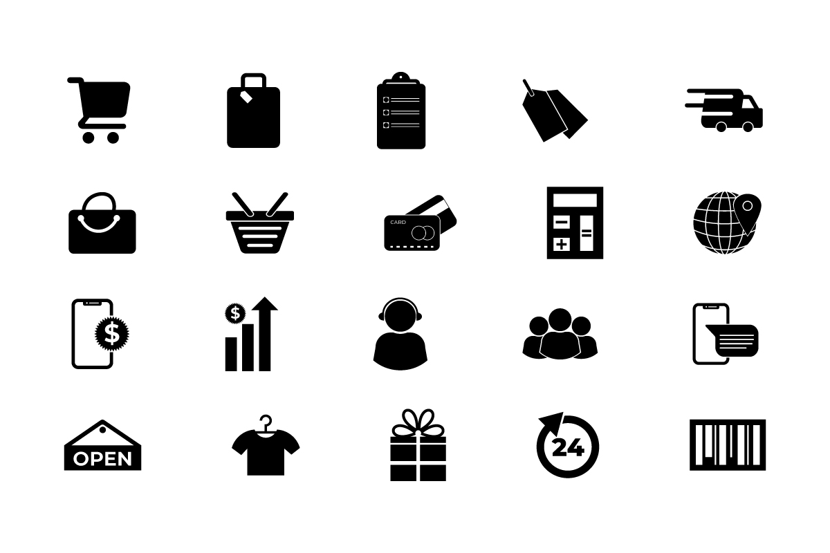 Shopping Icon Set Vector and SVG - MasterBundles