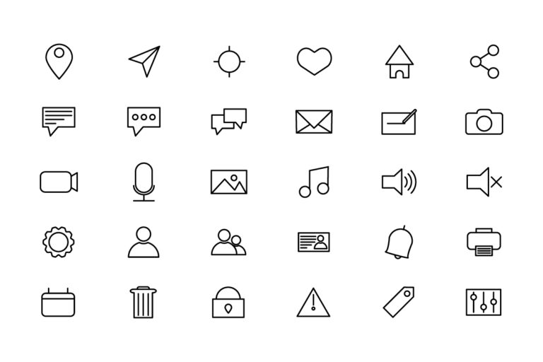30 Linear Essential Icon Pack Vector Illustrations - MasterBundles