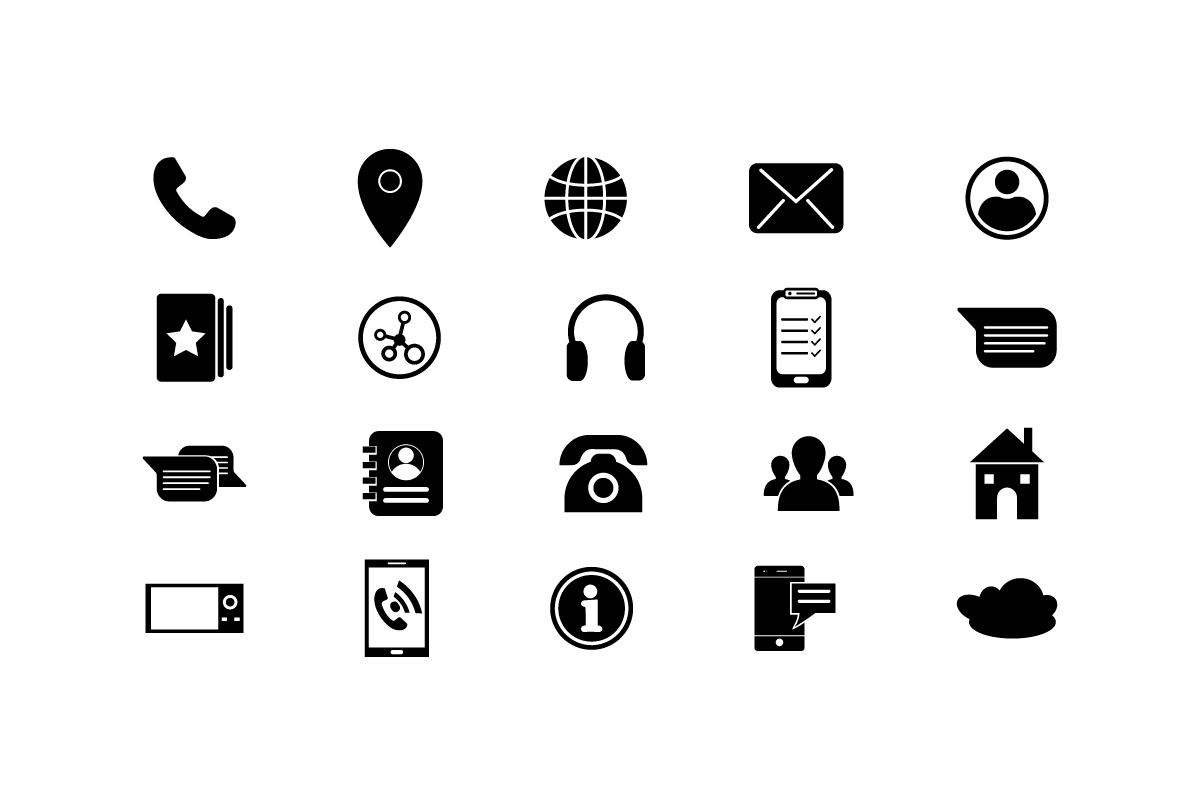 Contact Icons Set Vector and SVG - MasterBundles