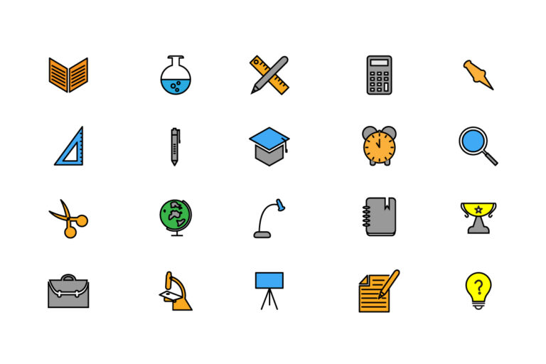 Education Linear Fill Icon Set Vector and SVG - MasterBundles