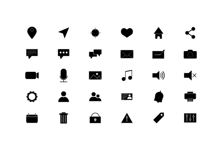 30 Glyph Essential Icon Pack Vector and SVG - MasterBundles