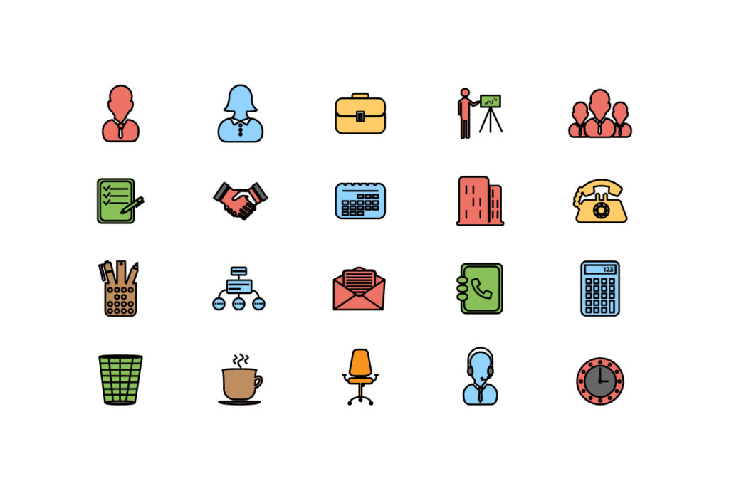 Business and Office Linear Fill Icons Vector and SVG - MasterBundles