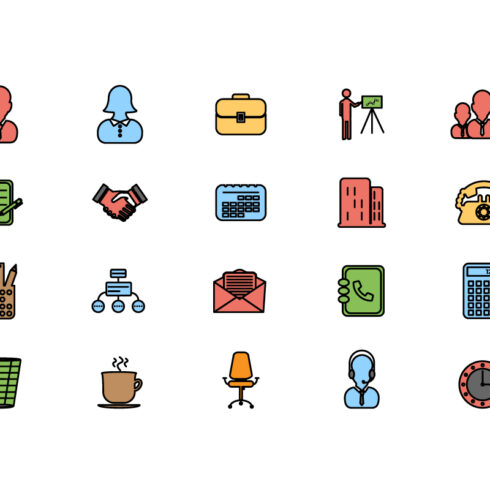 Business and Office Linear Fill Icons Vector and SVG | MasterBundles