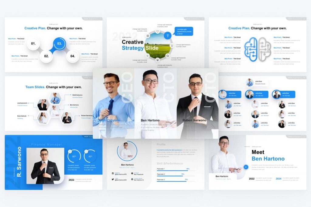 Profile, Team & Strategy Powerpoint Template – MasterBundles