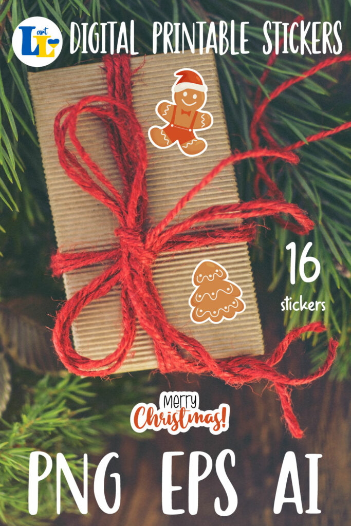 Christmas Digital Printable stickers|Cute Gingerbread Bundle ...