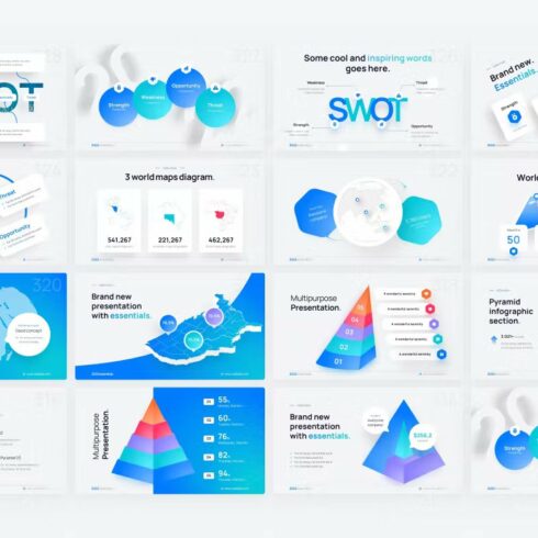Pyramid, Maps & Swot PowerPoint Template | MasterBundles