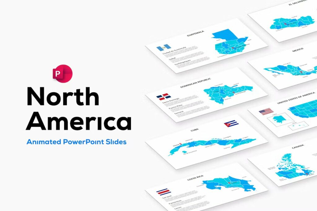 Animated North America Maps PowerPoint – MasterBundles