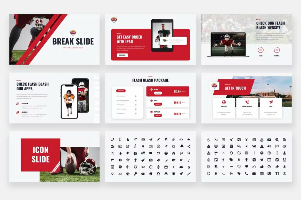 Flash Blast – American Football Sport Powerpoint Template – MasterBundles