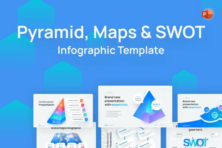 Pyramid, Maps & Swot PowerPoint Template – MasterBundles