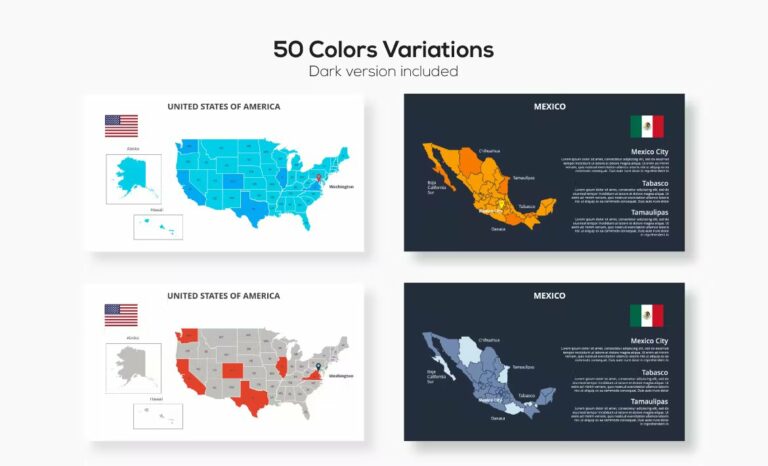 Animated North America Maps PowerPoint – MasterBundles