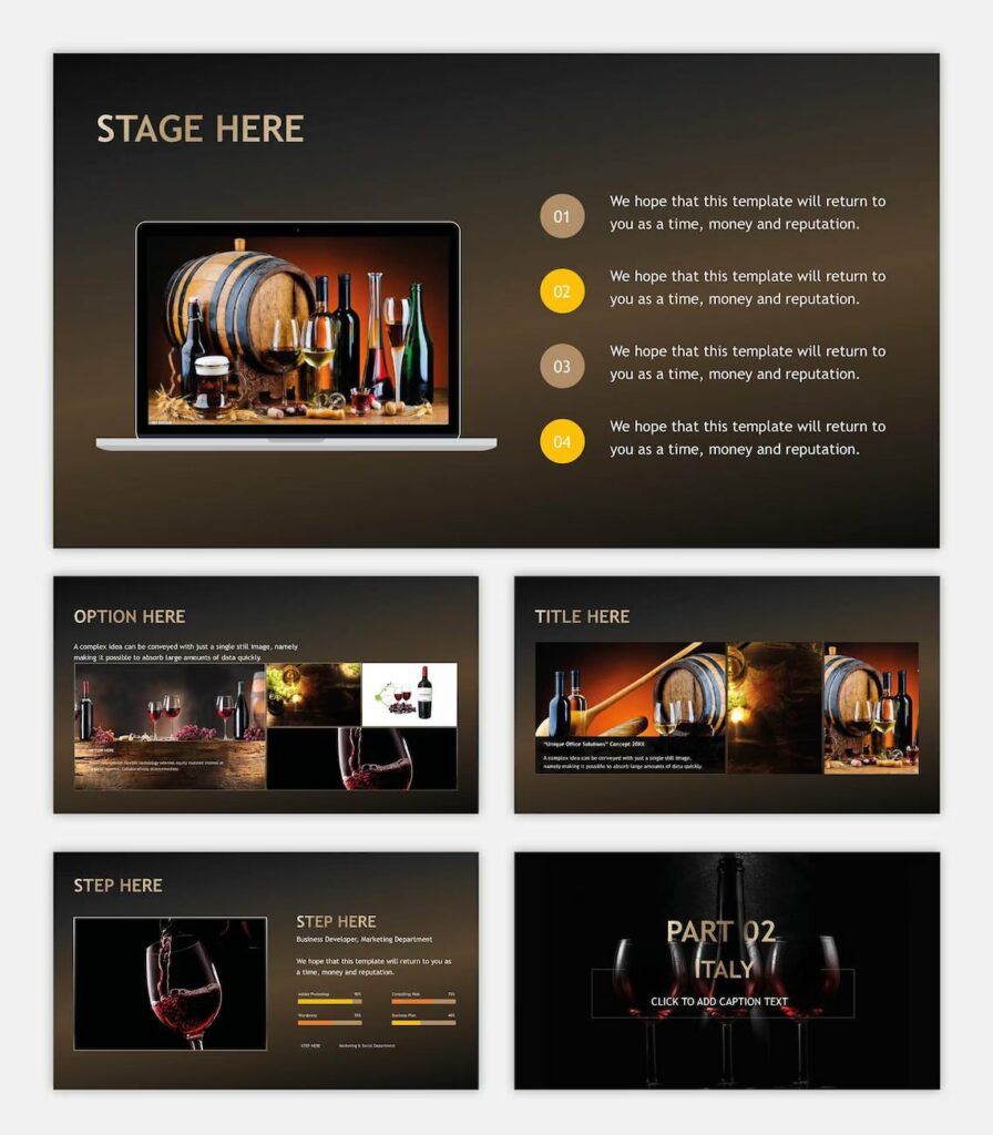 Modern Style Shop Wine PowerPoint Template – MasterBundles