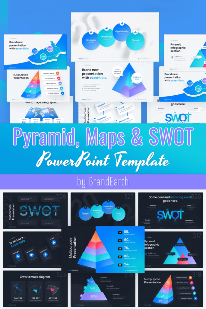 Pyramid, Maps & Swot PowerPoint Template – MasterBundles