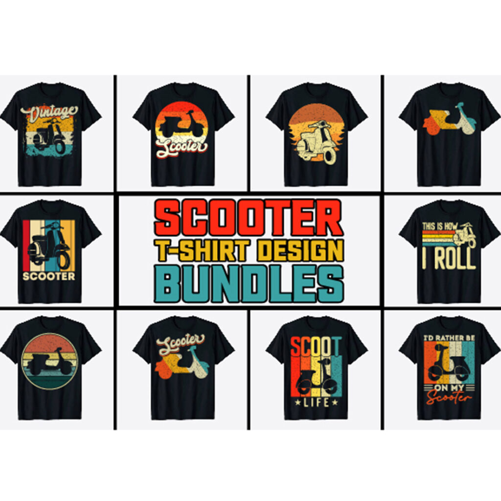10 Vintage Scooter T-shirt Design Bundle - MasterBundles