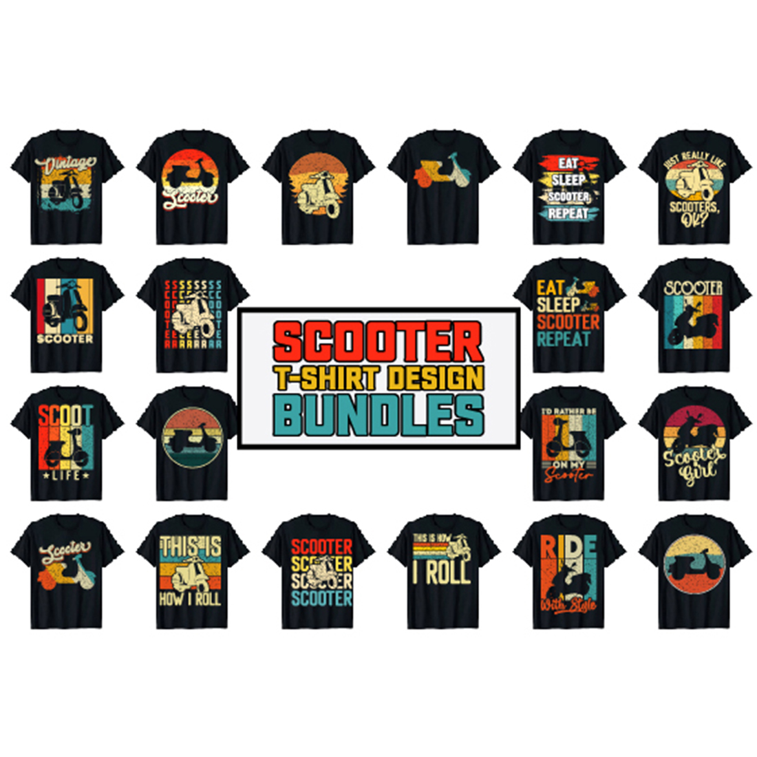 Motorbike Scooter T-shirt Design Bundle - MasterBundles