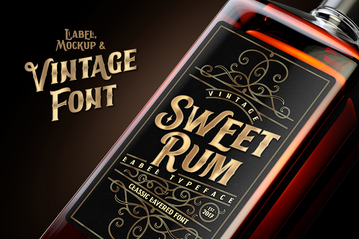 Typeface Sweet Rum Vintage Font Design - MasterBundles