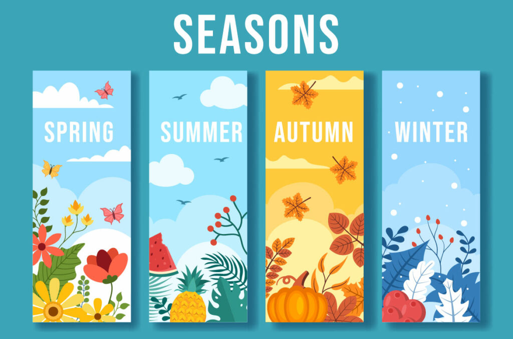 14 Scenery of the Four Seasons of Nature Illustration - MasterBundles