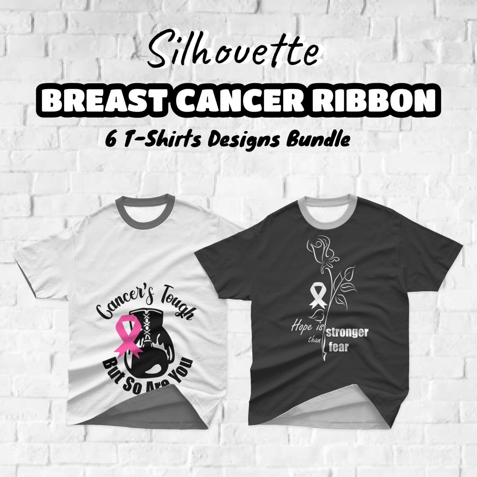 Silhouette Breast Cancer Ribbon SVG T-shirt Designs Bundle – MasterBundles