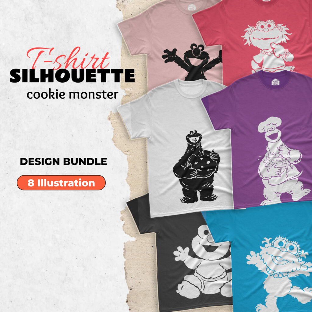 Silhouette Cookie Monster T-shirt Designs Bundle – MasterBundles