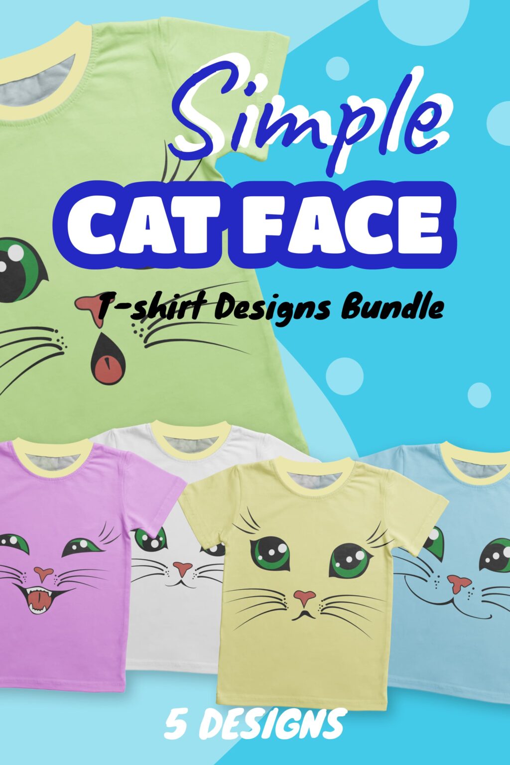 Simple Cat Face T-shirt Designs Bundle – MasterBundles
