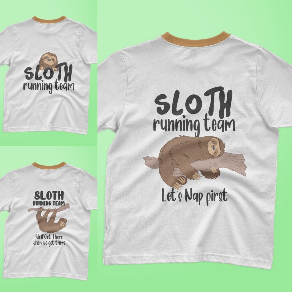 Sloth Running Team SVG T-Shirt Designs Bundle – MasterBundles