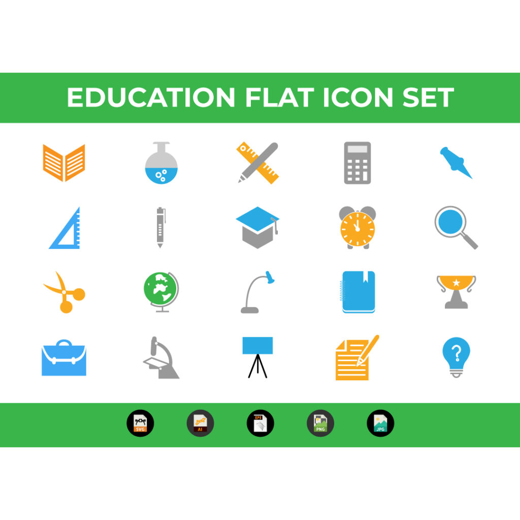Education Flat Icons Vector and SVG - MasterBundles