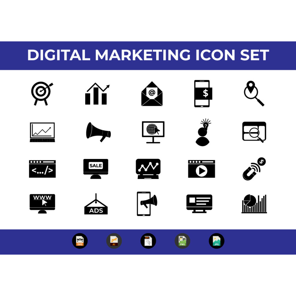 Digital Marketing icon Set Vector and SVG - MasterBundles