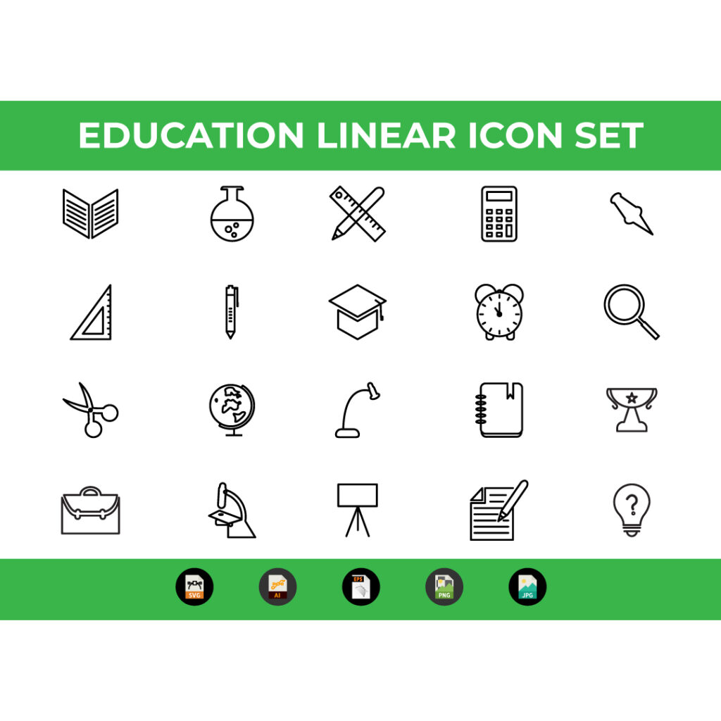 Education Linear Icon Set Vector and SVG - MasterBundles