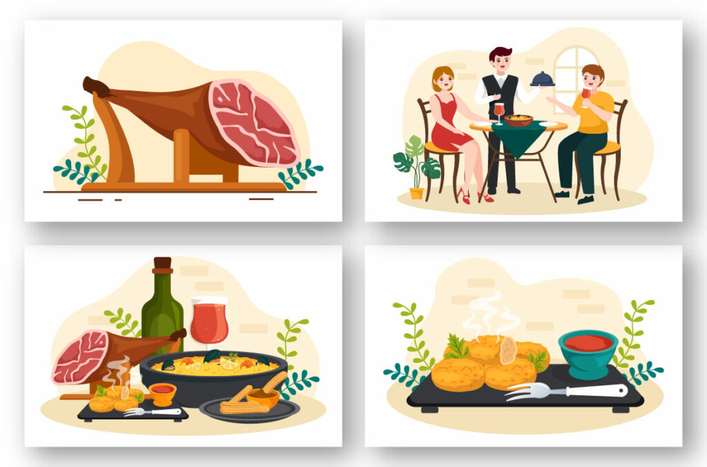 12 Spanish Food Cuisine Illustration - MasterBundles