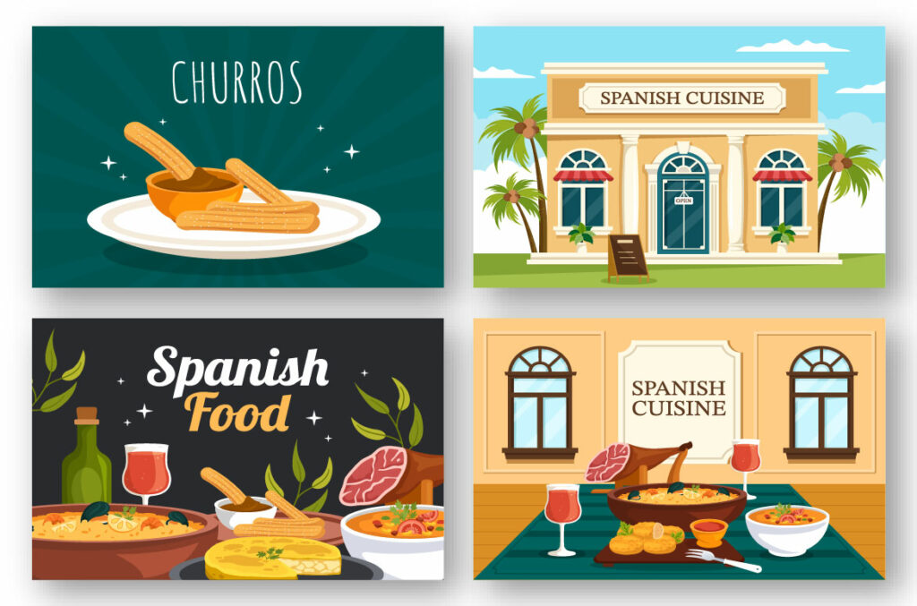 12 Spanish Food Cuisine Illustration - MasterBundles