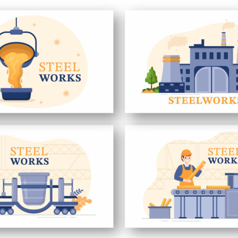 8 Steelworks and Hot Steel Pouring Illustration | MasterBundles