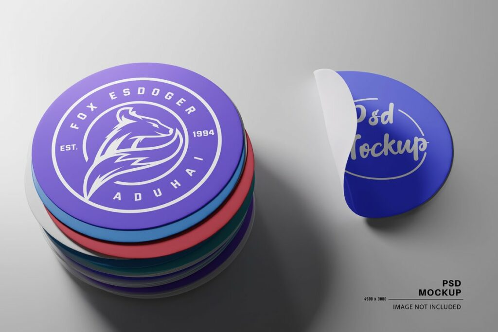 Sticker Logo Mockup PSD – MasterBundles