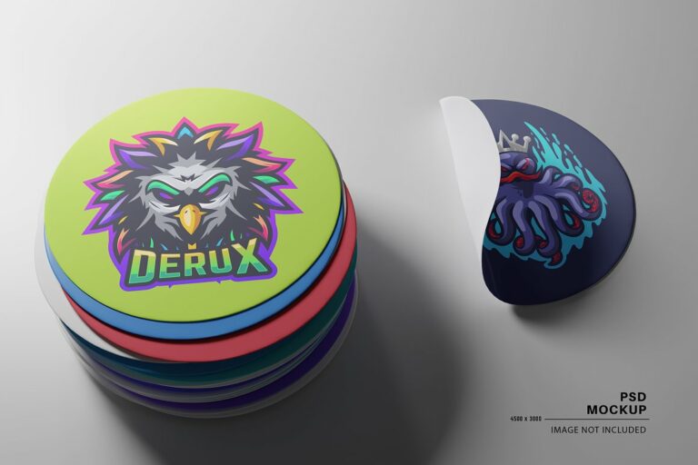 Sticker Logo Mockup PSD – MasterBundles