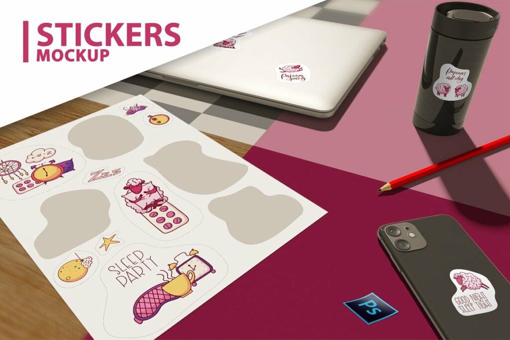 Stickers Mock-Up – MasterBundles