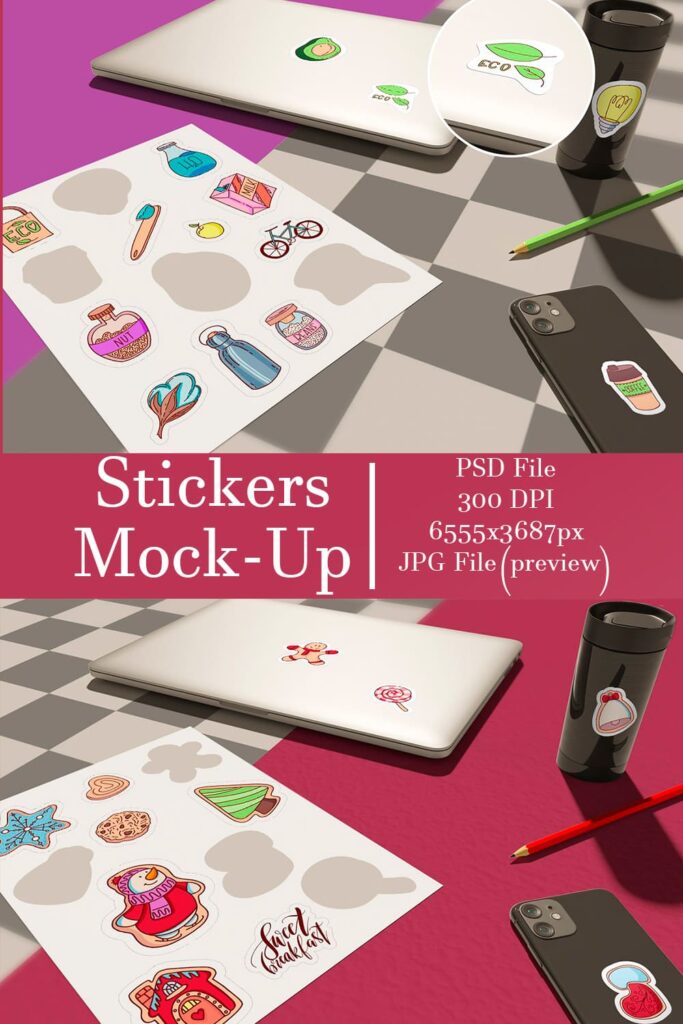 Stickers Mock-Up – MasterBundles