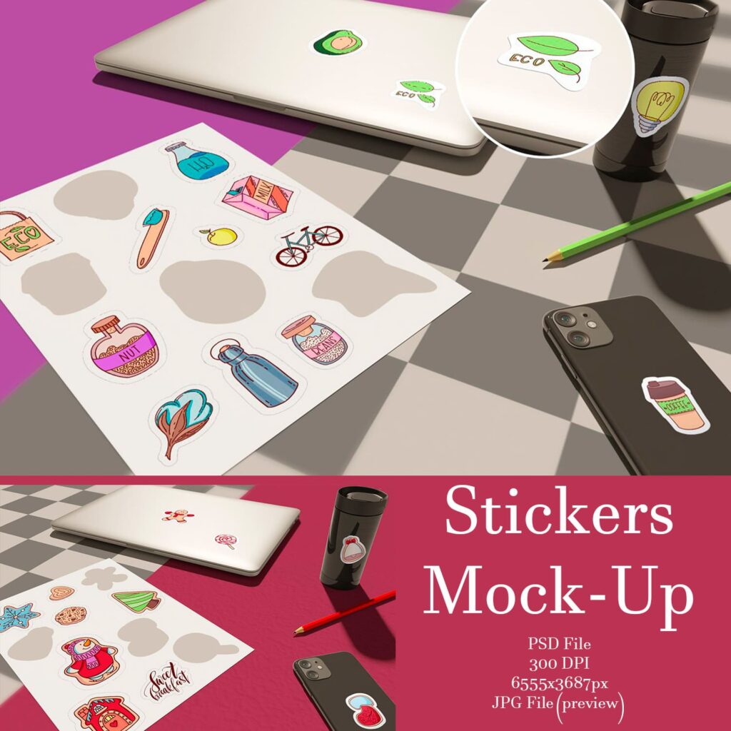 Stickers Mock-Up – MasterBundles