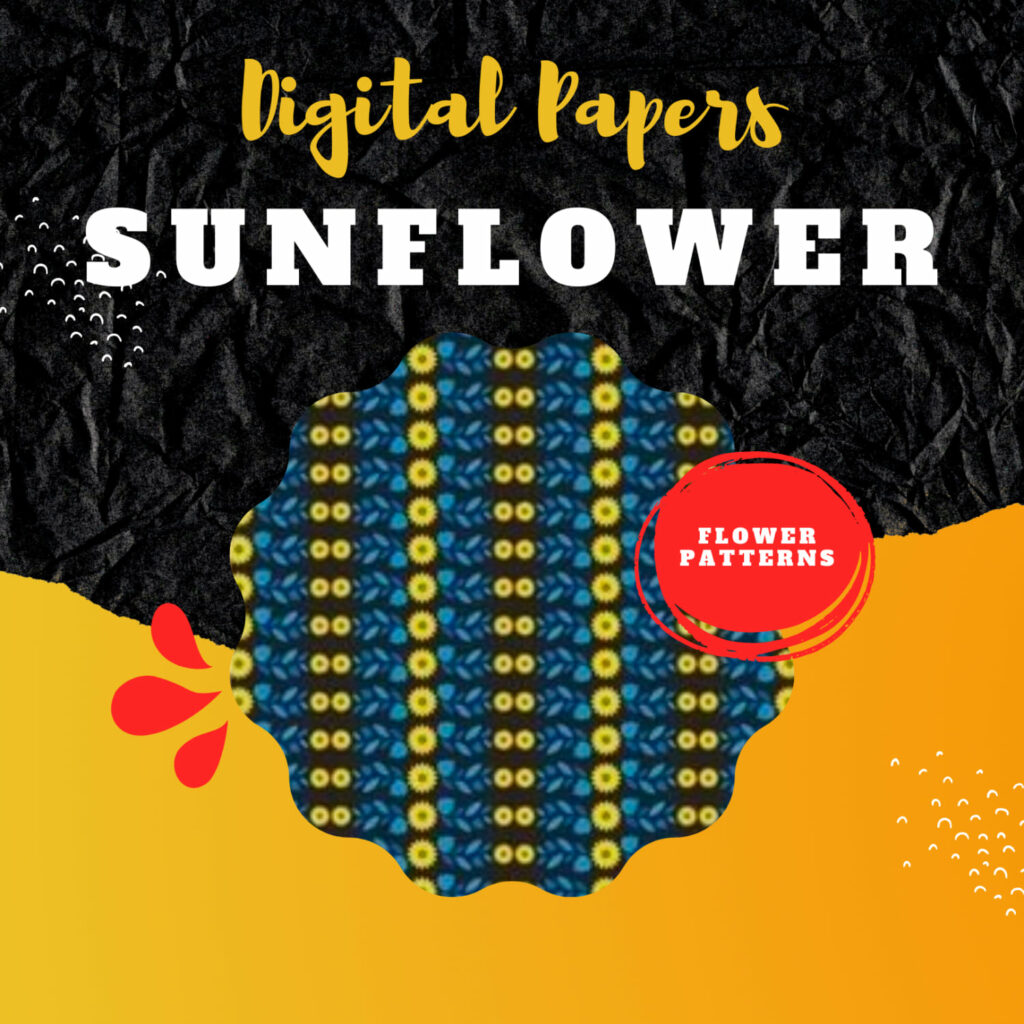 Sunflower Digital Papers, Flower Patterns – MasterBundles