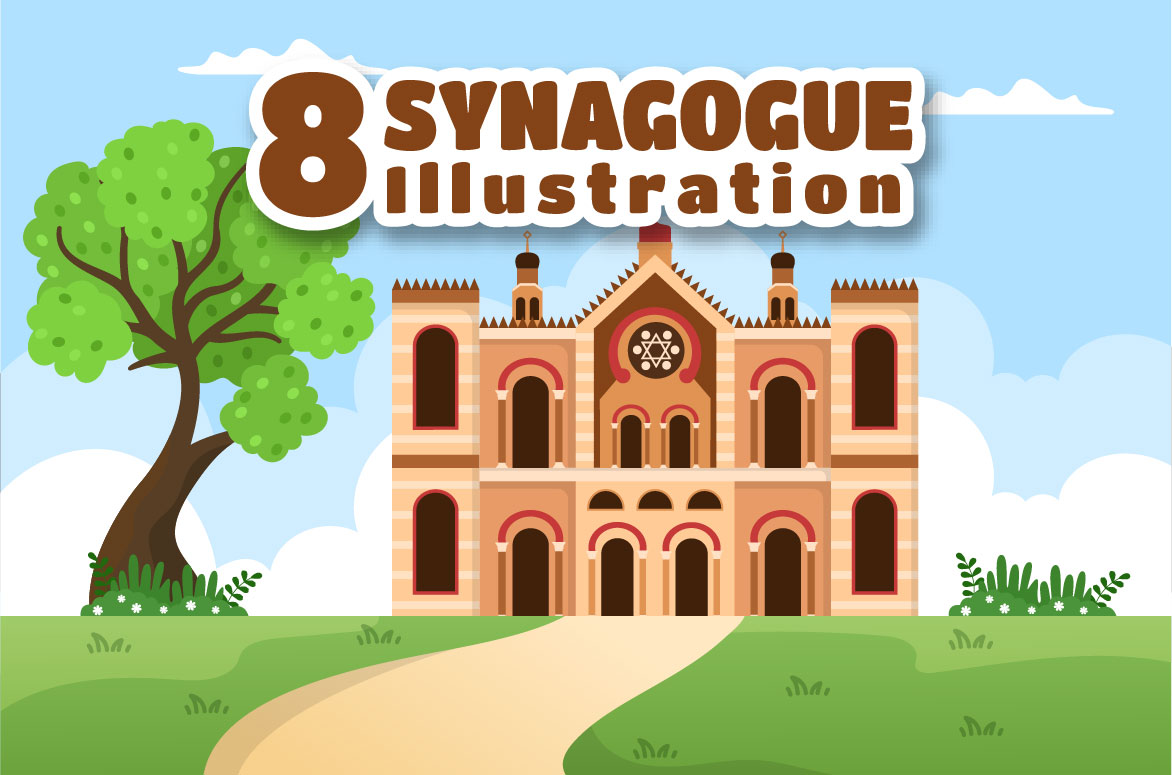 8 Synagogue Building or Jewish Temple Illustration - MasterBundles