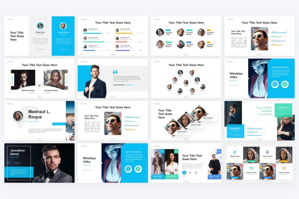 Team & Profile Gallery PowerPoint Template – MasterBundles