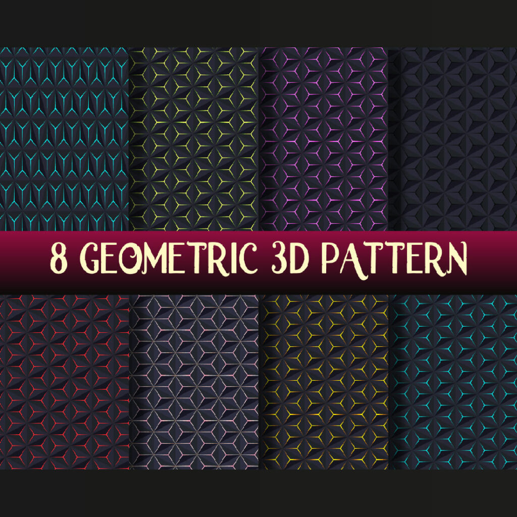 8 3D Geometric Seamless Patterns - MasterBundles