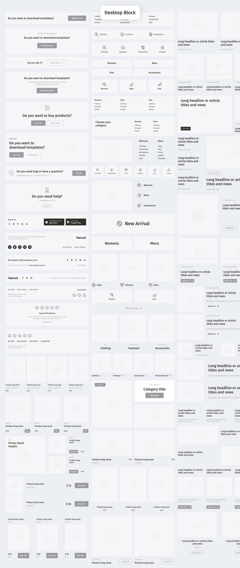 Toomail - Email Newsletter Wireframe – MasterBundles