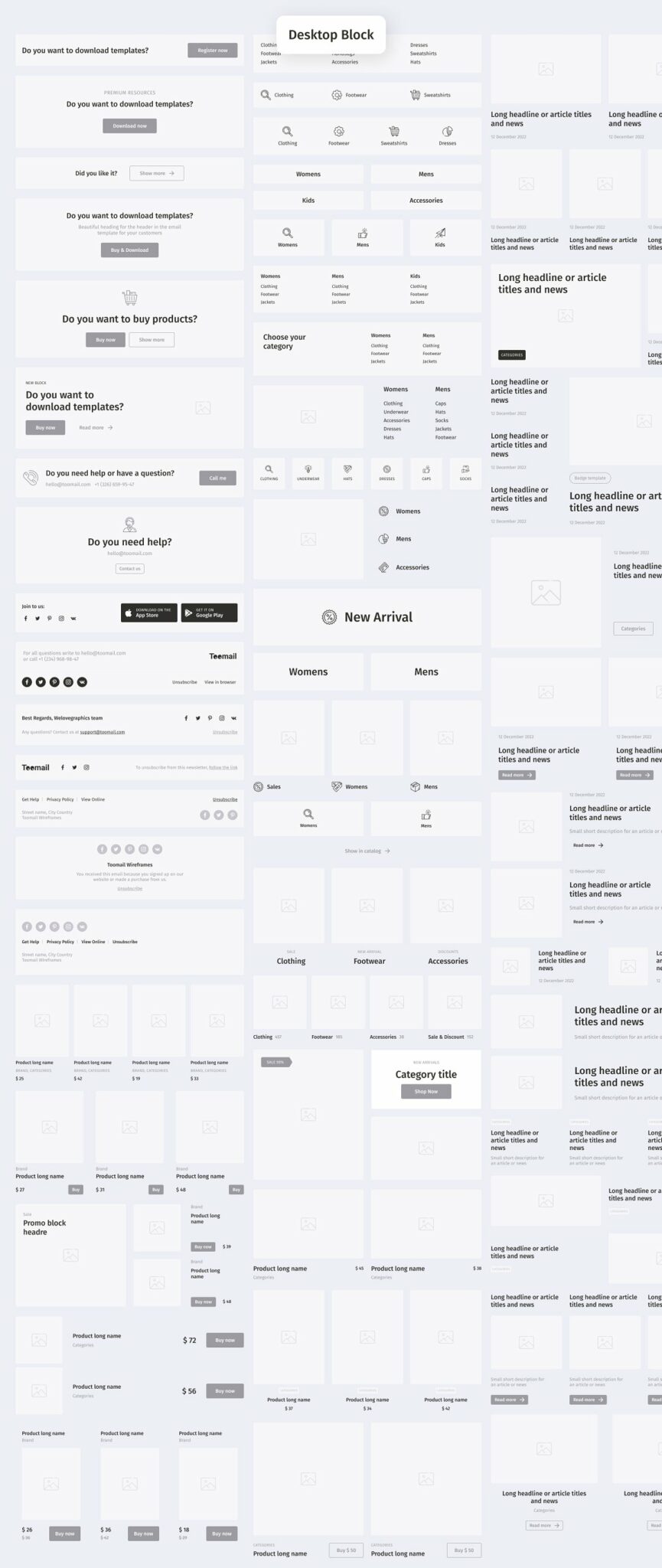 Toomail - Email Newsletter Wireframe – MasterBundles