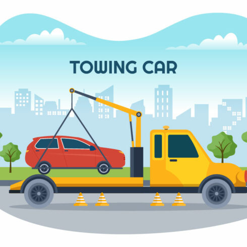 10 Auto Towing Car Illustration | MasterBundles