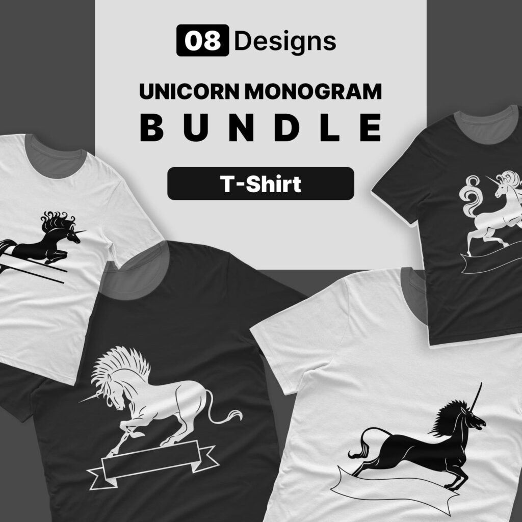 Unicorn Monogram T-shirt Designs Bundle – MasterBundles