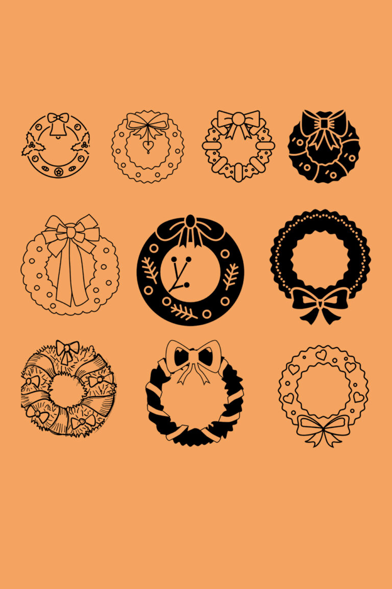 Set of hand drawn christmas wreath - MasterBundles