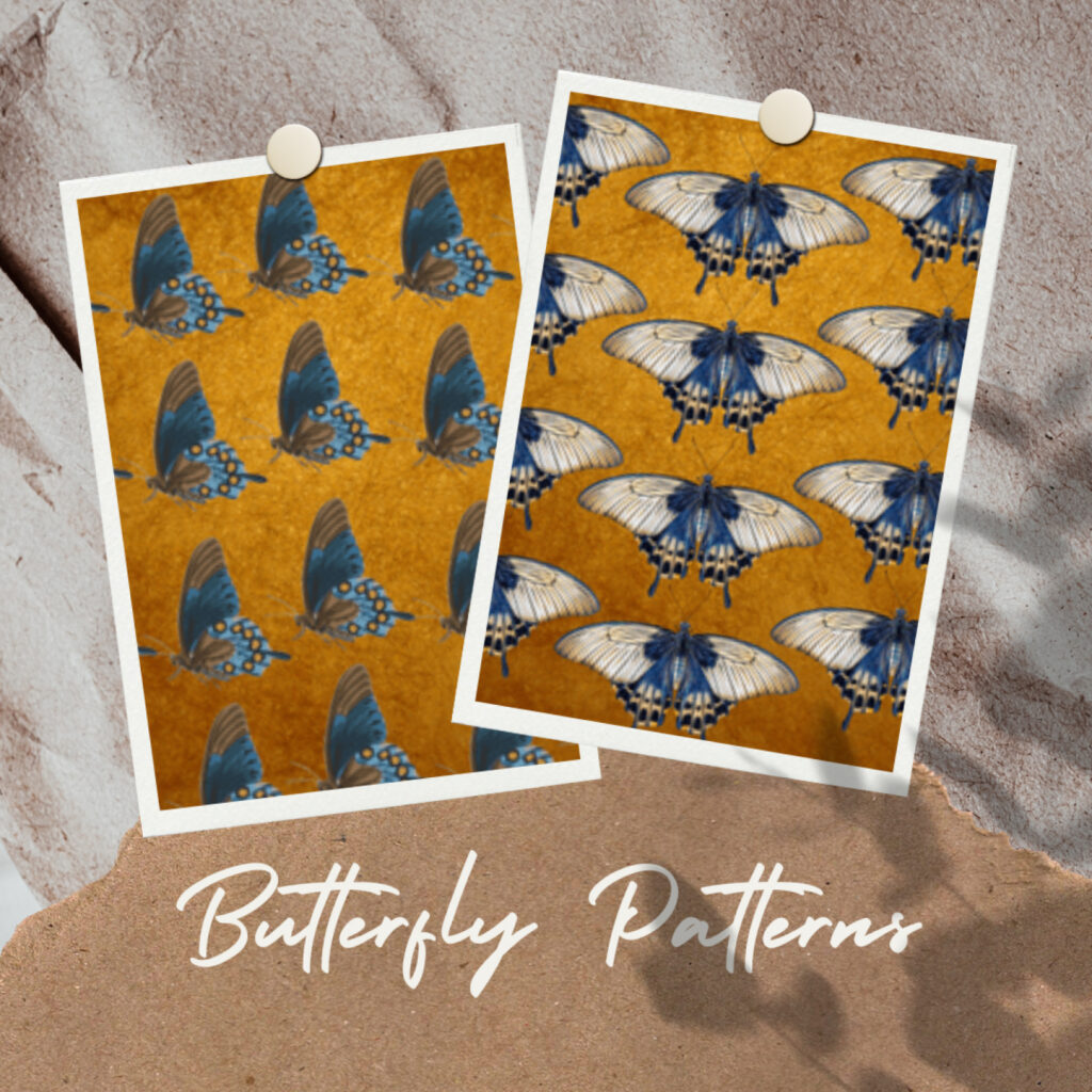 12 Vintage Butterfly Illustration Patterns | Master Bundles