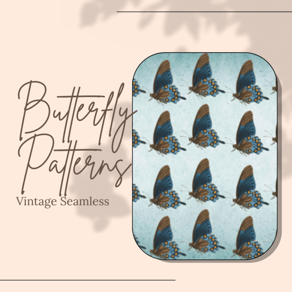 12 Vintage Butterfly Illustration Patterns | Master Bundles