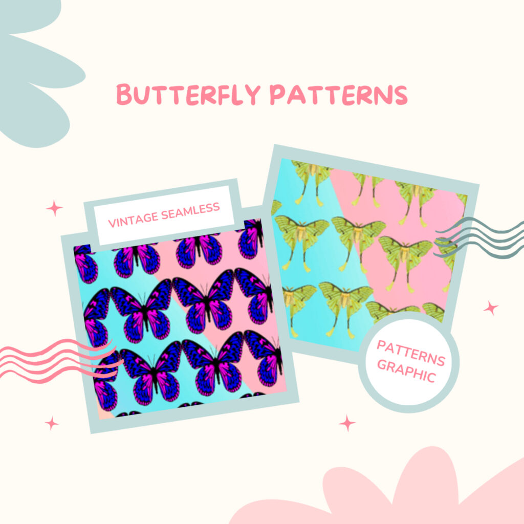 12 Vintage Butterfly Illustration Patterns | Master Bundles