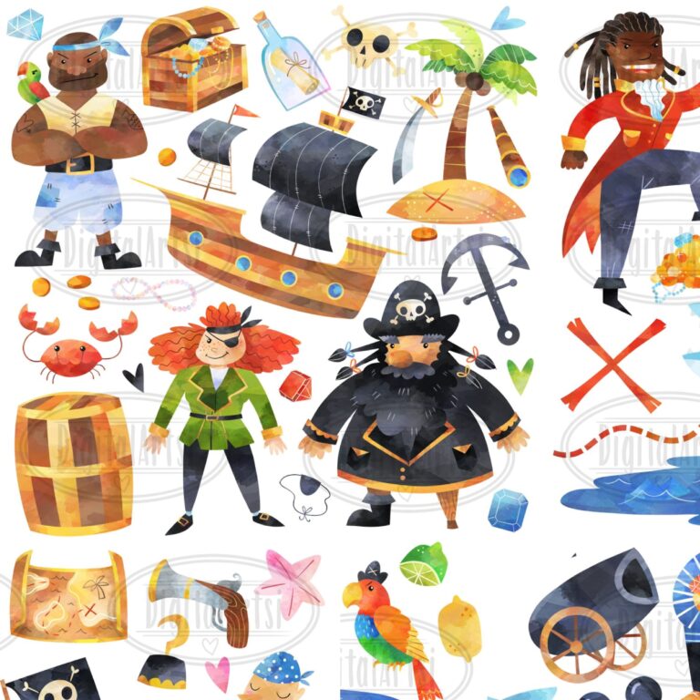 Watercolor Pirates Clipart – MasterBundles